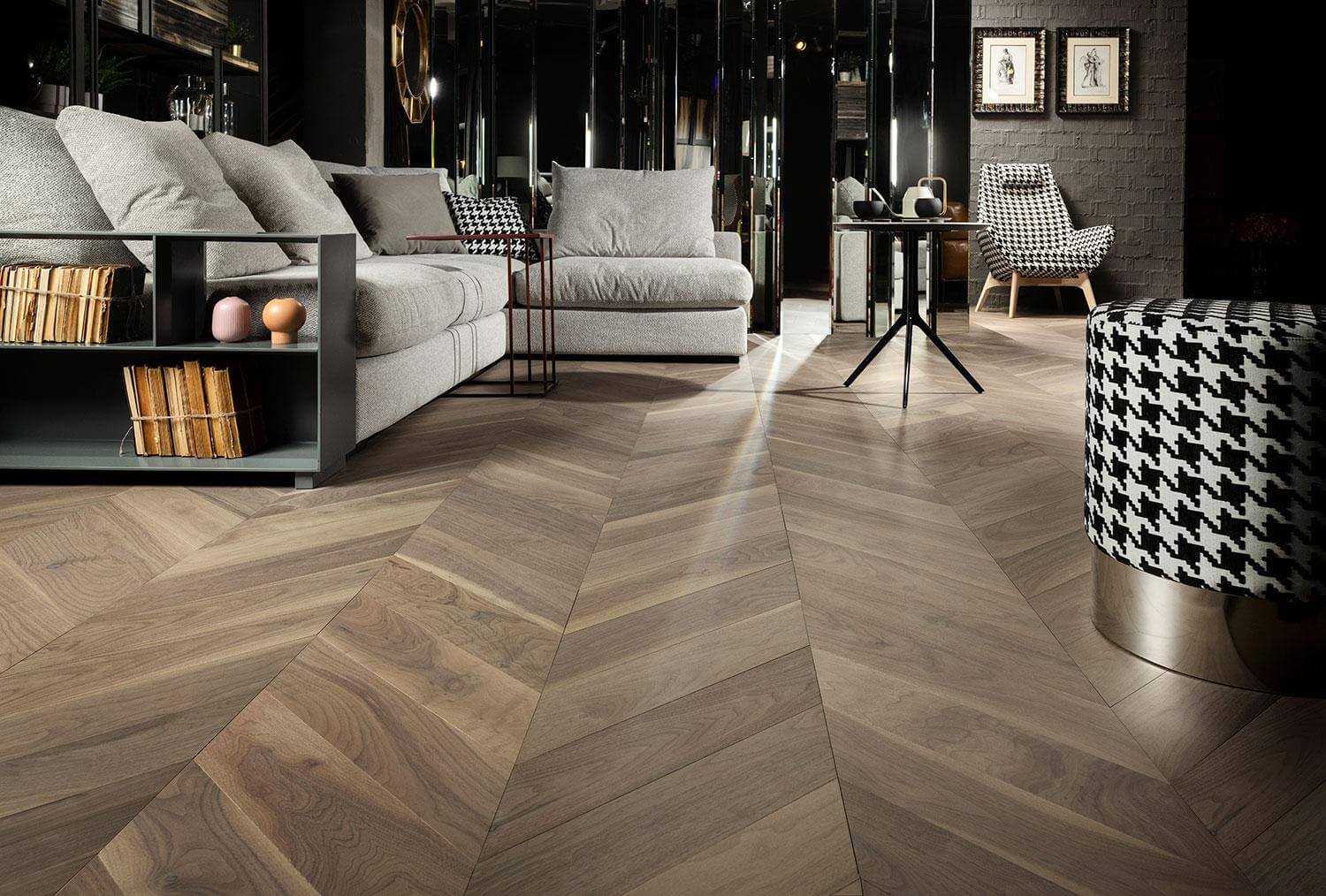 Chevron American Walnut Select Coswick Engineered Hardwood Flooring